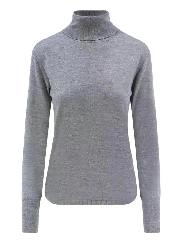 Aspesi Roll-neck Ribbed-trim Fine-knit Top - Grey