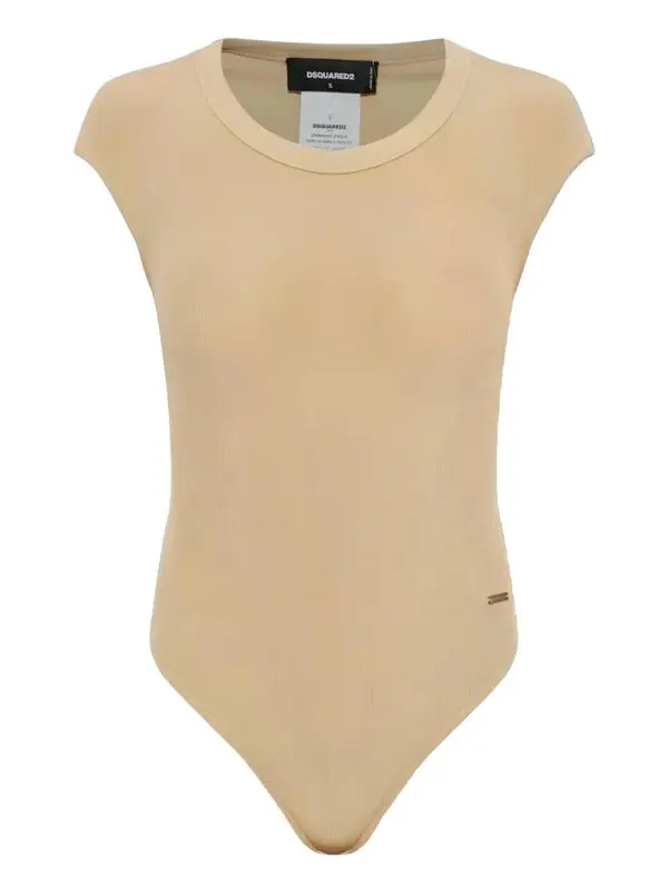 Dsquared2 Logo-appliqué Ribbed Bodysuit - Neutrals