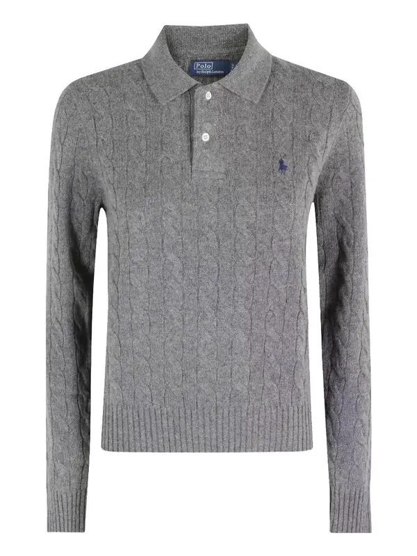 Polo Ralph Lauren Cable-knit Wool/cashmere Polo Jumper - Grey