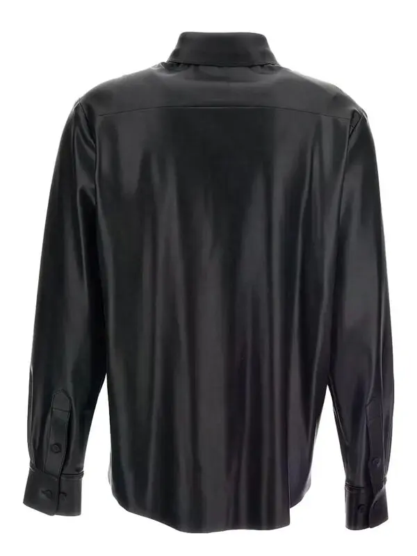 IRIE' Irie Ruffled-trim Long-sleeve Faux-leather Shirt - Black