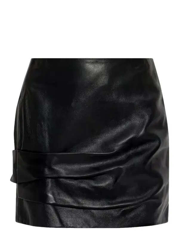 Isabel Marant Étoile Agnes Draped Leather Mini Skirt - Black