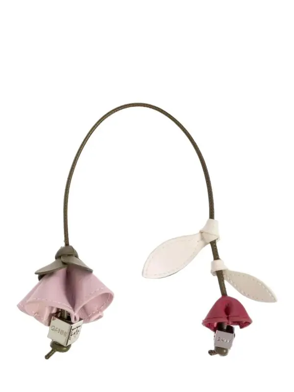 GANNI Floral-motif Bag Charm - Pink