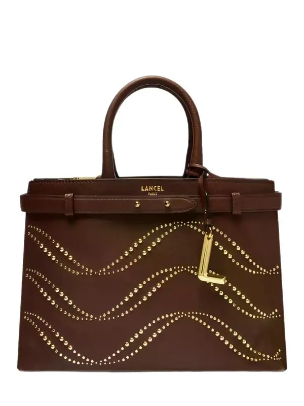 LANCEL Faubourg Stud-embellished Leather Tote Bag - Brown