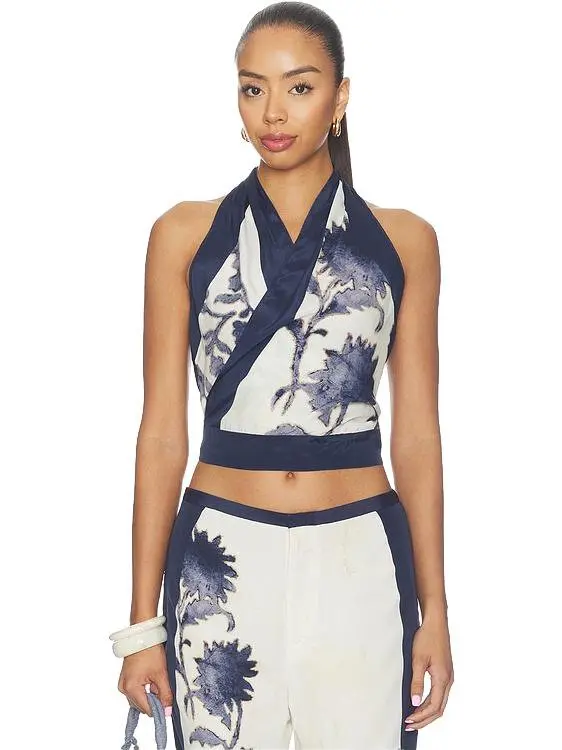 SIR. Phillipa Halter Scarf Top In . Also - Navy