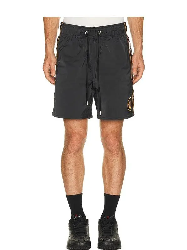 True Religion Mesh Block Satin Shorts - Black