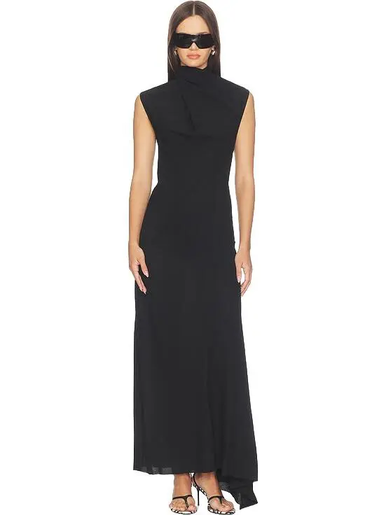 Attico Turtleneck Midi Dress In . Also - Black