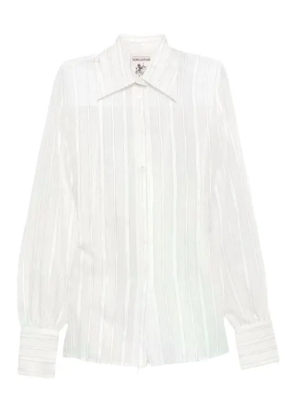 SEMICOUTURE Striped Tie-back Shirt - White