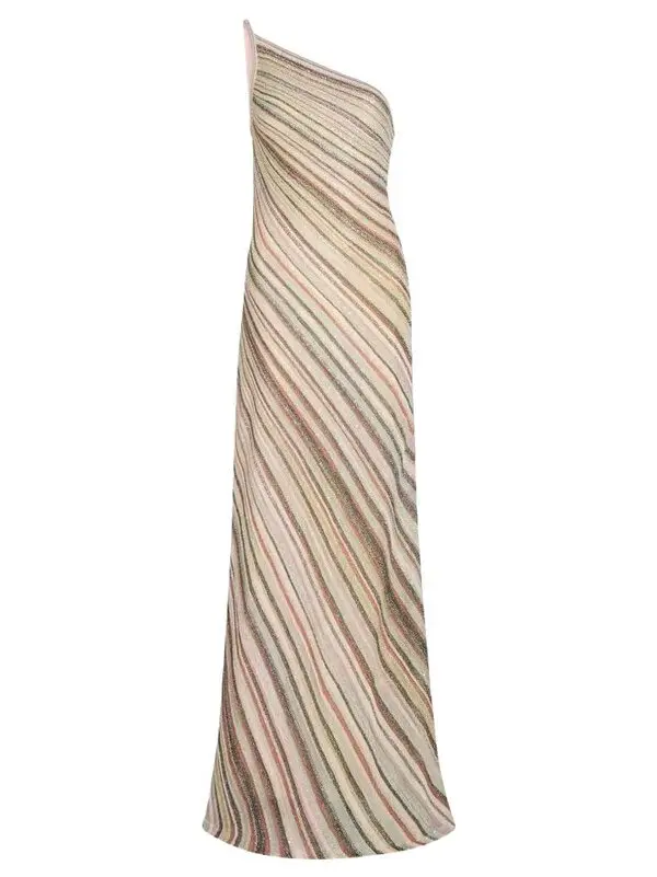 Missoni One-shoulder Striped Maxi Dress - Neutrals