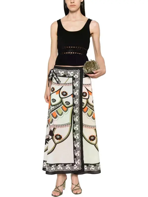 La DoubleJ Graphic-print Wrap Skirt - Neutrals