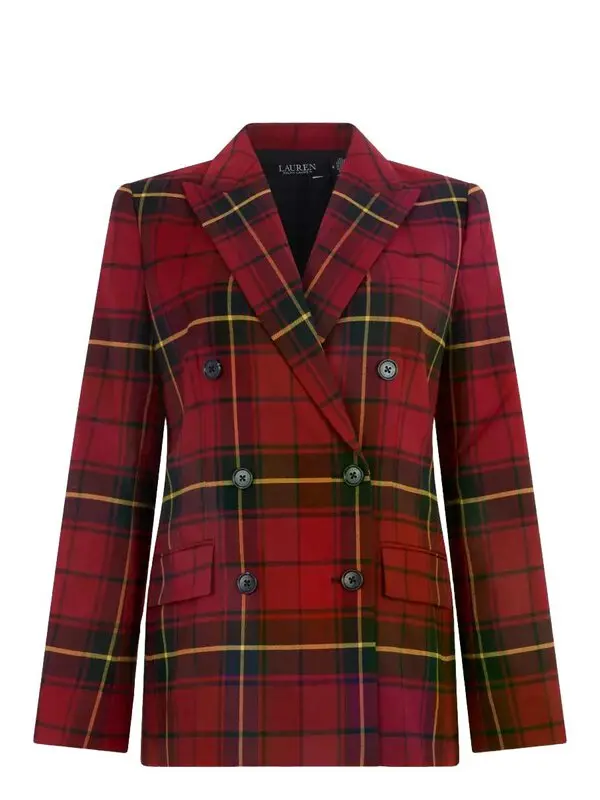 Ralph Lauren Plaid Double-breasted Blazer - Red