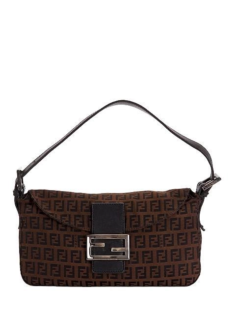 FWRD RENEW Fendi Zucchino Shoulder Bag - Brown
