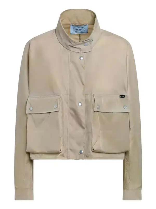 Prada High-neck Cropped Jacket - Neutrals