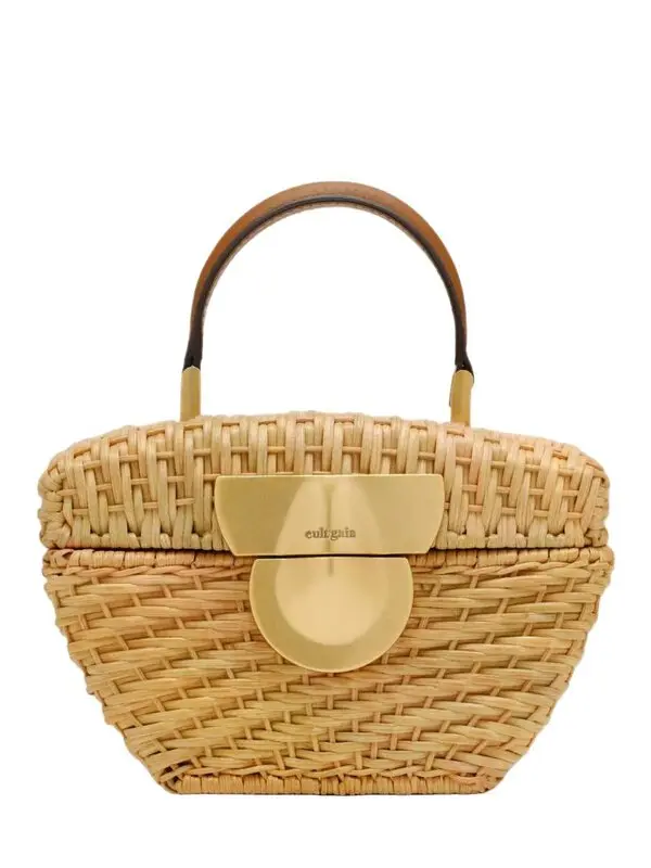 Cult Gaia Woven Tote Bag With Push-lock Fastening - Neutrals