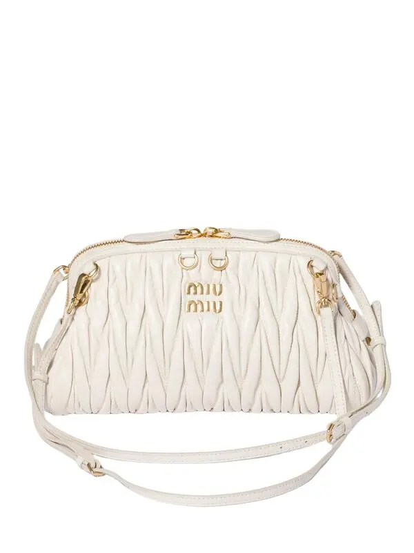 Miu Miu Caprice Matelassé Nappa Leather Clutch - White
