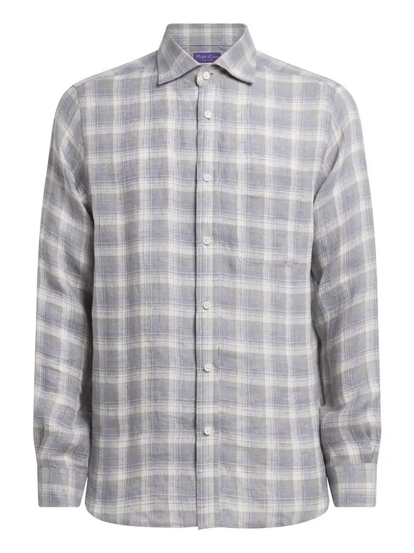 Ralph Lauren Purple Label Linen Check Shirt - Grey