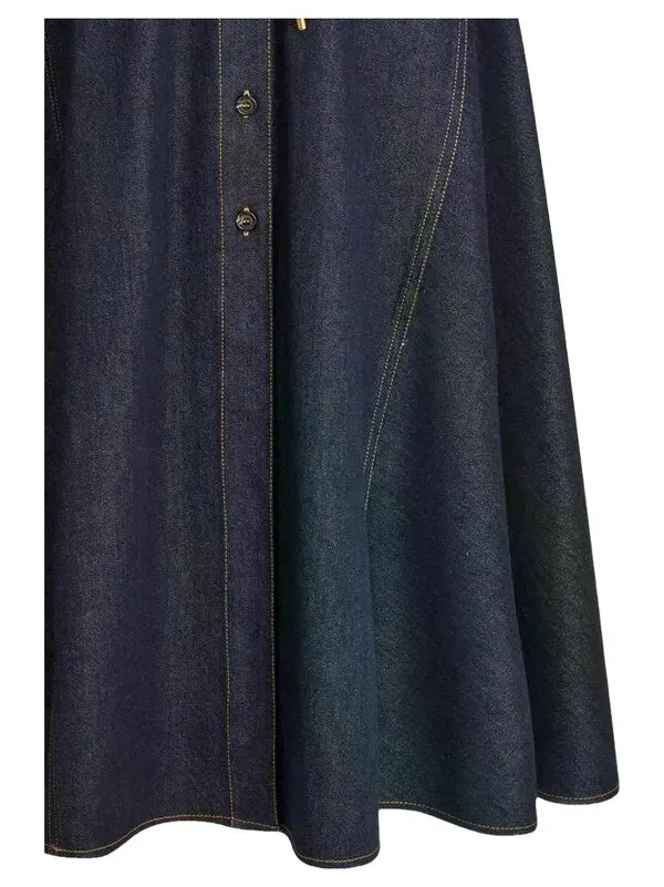 PATOU Midi Belted Button-front Dress - Blue
