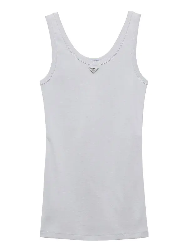 Prada Cotton Ribbed Tank Top - Grey