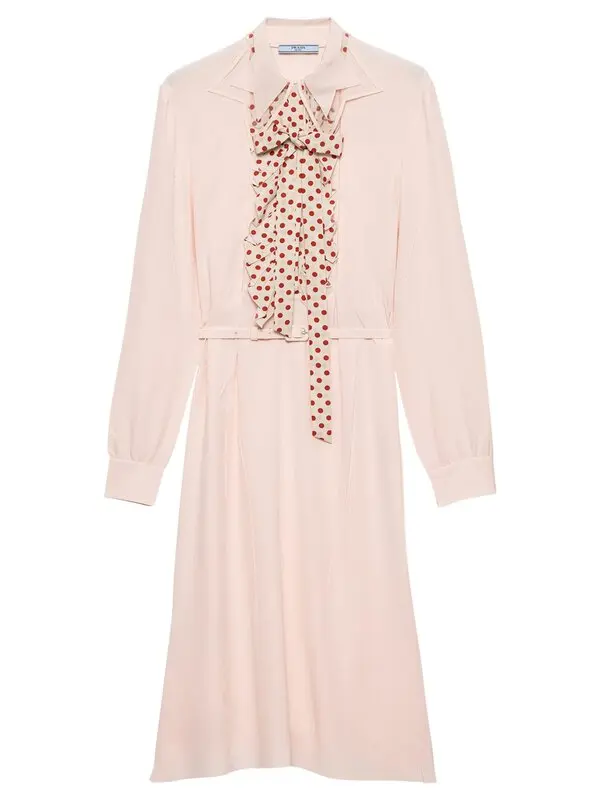 Prada Silk Embroidered Marocain Midi Dress - Pink