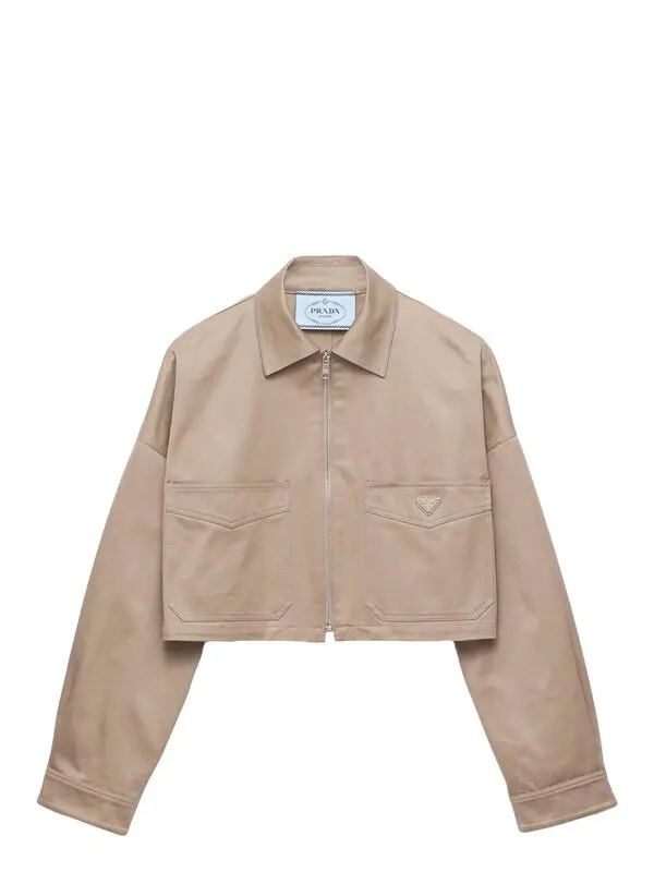 Prada Cotton Cropped Blouson Jacket - Grey