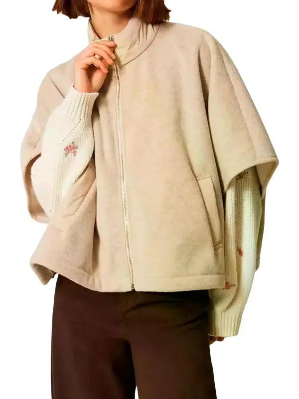 TWINSET Zip-up Mock-neck Poncho - Neutrals