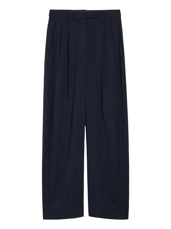 Brunello Cucinelli Herringbone Stretch-wool Tailored Trousers - Navy