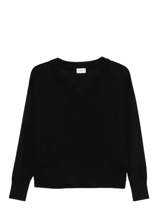 Marella V-neck Long-sleeve Sweater - Black