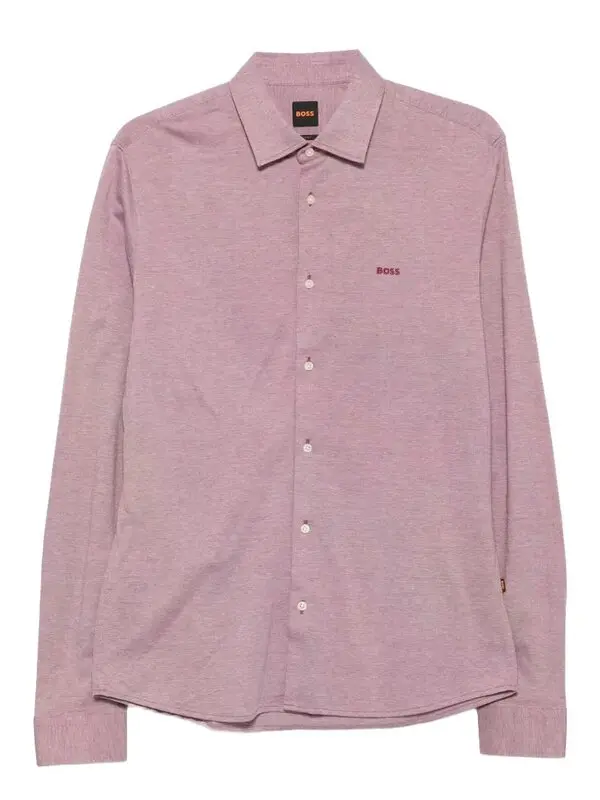 BOSS Logo-embroidered Long-sleeve Shirt - Red