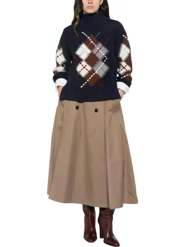 ERMANNO FIRENZE Argyle Knit High Neck - Blue
