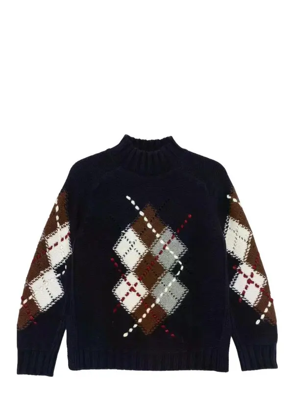 ERMANNO FIRENZE Argyle Knit High Neck - Blue
