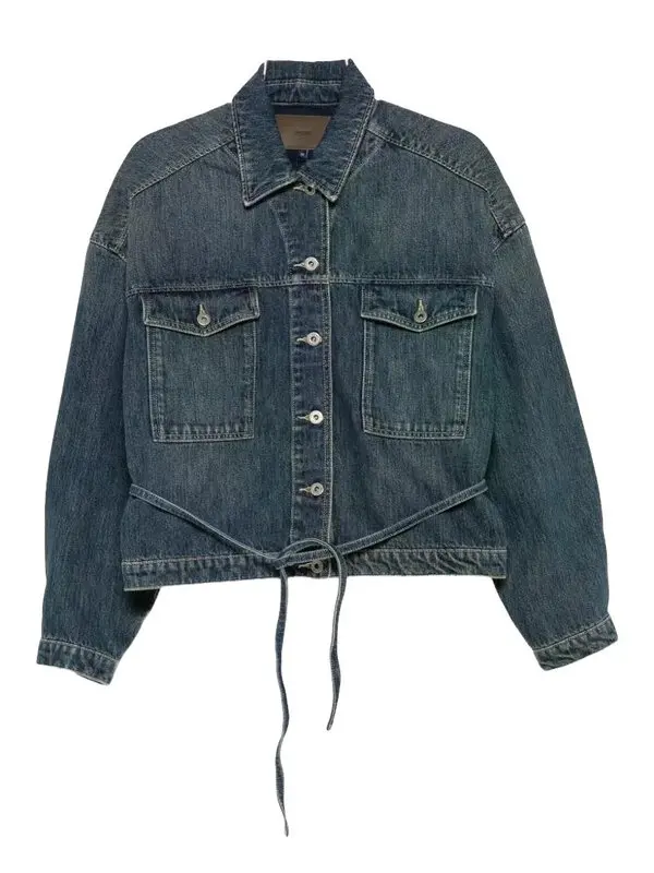 Soeur Belted Denim Jacket - Blue