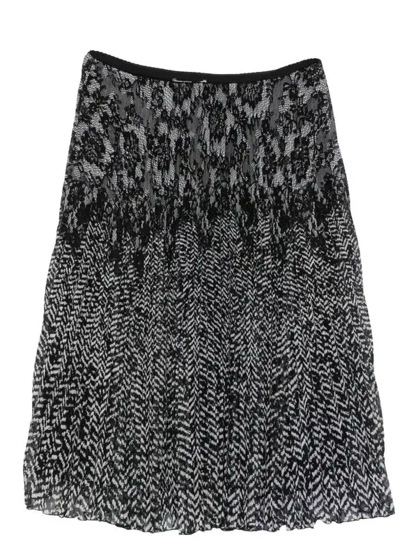 ERMANNO FIRENZE Lace-panelled Pleated Midi Skirt - Black