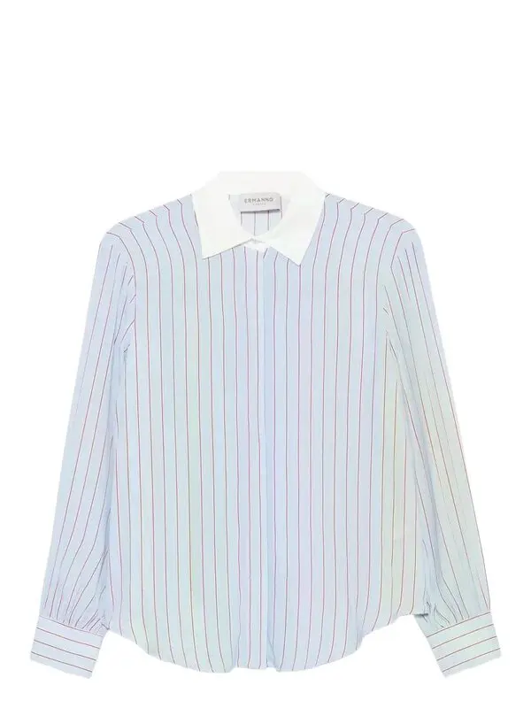 ERMANNO FIRENZE Vertical Stripe Long Sleeve Shirt - Blue