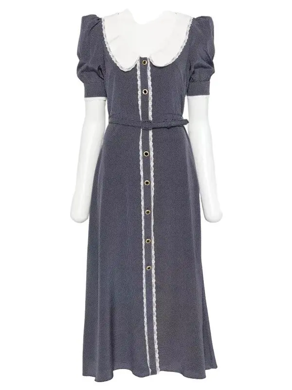 Alessandra Rich Polka Dot Midi Dress - Blue