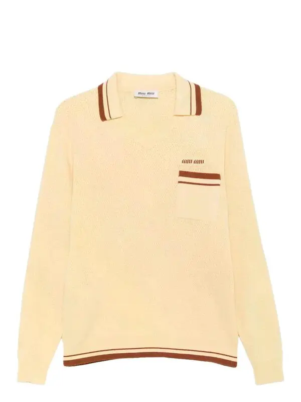 Miu Miu Polo Collar V-neck Sweater - Yellow