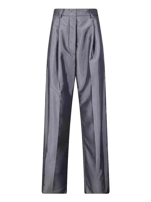 THELATEST Pleated Pinstripe Trousers - Grey