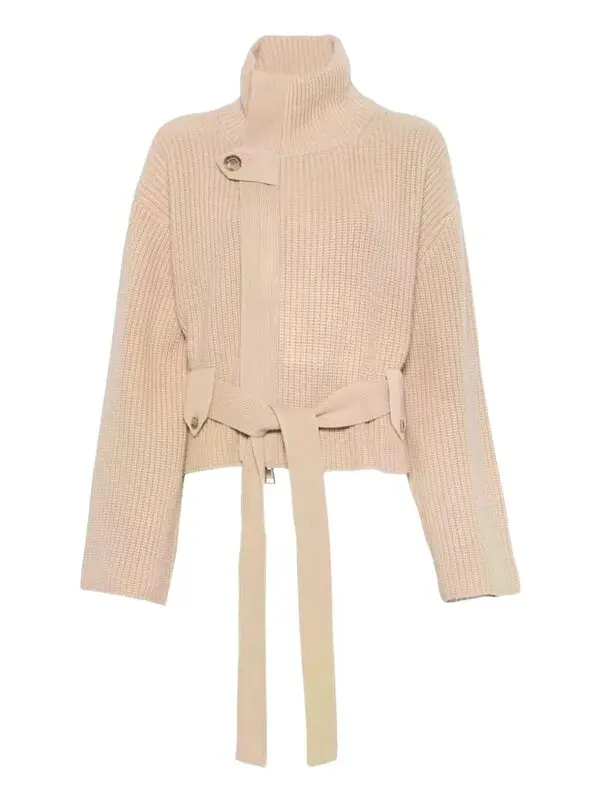 Brandon Maxwell Neal Belted Zip-front Cardigan - Neutrals
