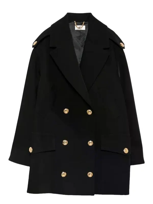 Elisabetta Franchi Double-breasted Coat - Black