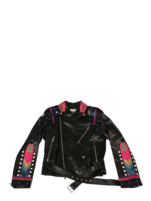 Valentino Garavani Embellished Leather Jacket - Black