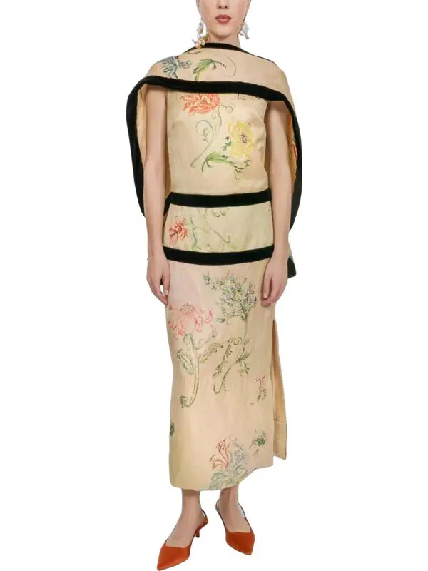 Rosie Assoulin Floral Jacquard Midi Dress - Neutrals