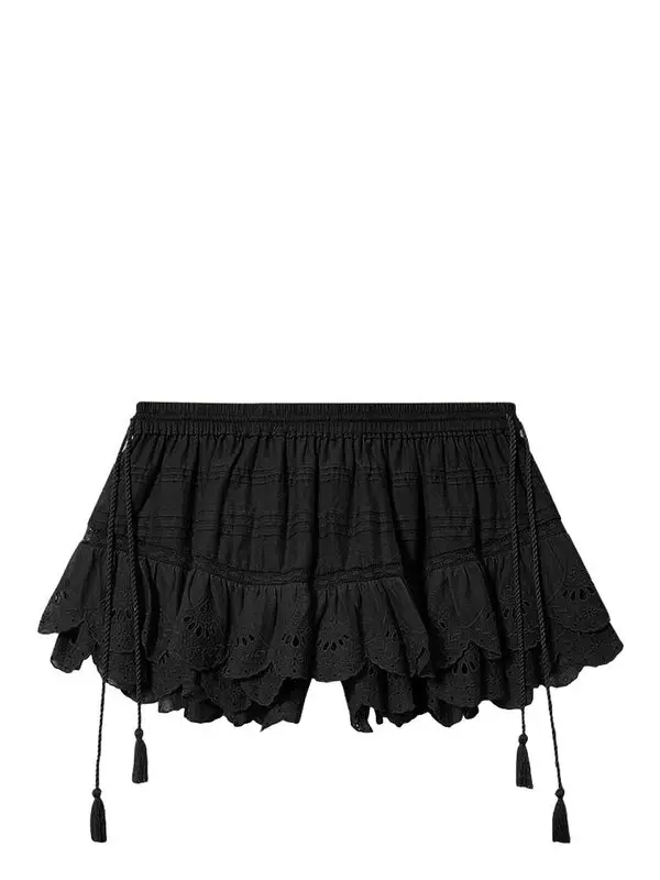 ETOILE Puria" Organic Cotton & Lace Skort - Black