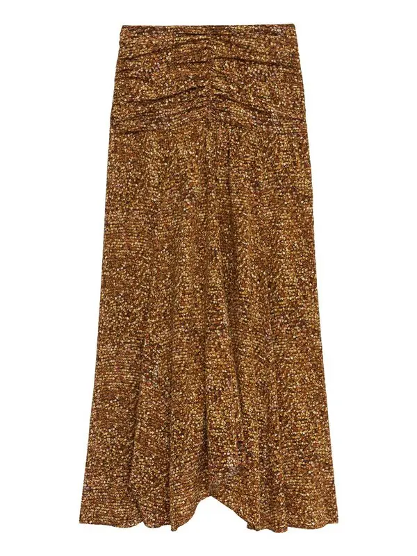 Isabel Marant Étoile Syana Printed Silk Mosaic Skirt - Ochre