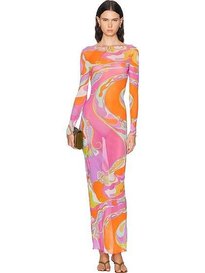 Emilio Pucci Tulle Long Sleeve Dress - Multicolor