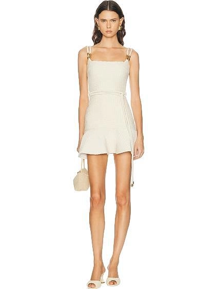 PatBO Golden Knit Mini Dress - Off White
