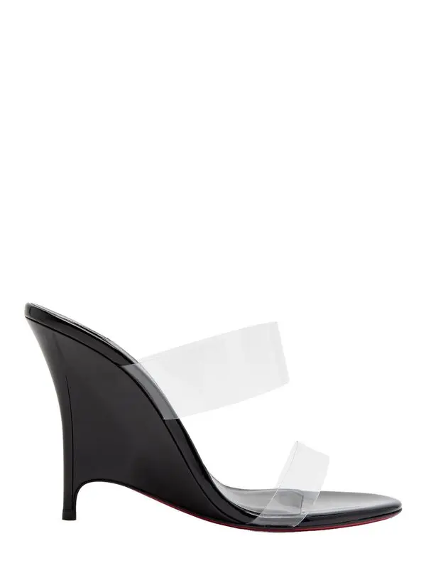 CHRISTIAN LOUBOUTIN Solo Zee 100 Patent Leather Wedge Mules - Black