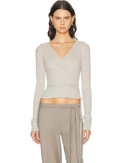 ST. AGNI Baby Wool Wrap Top - Soft Ash