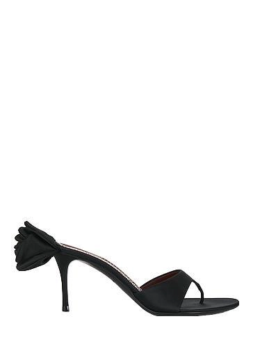 Magda Butrym Satin Flower Detail Stiletto Heeled Sandals - Black