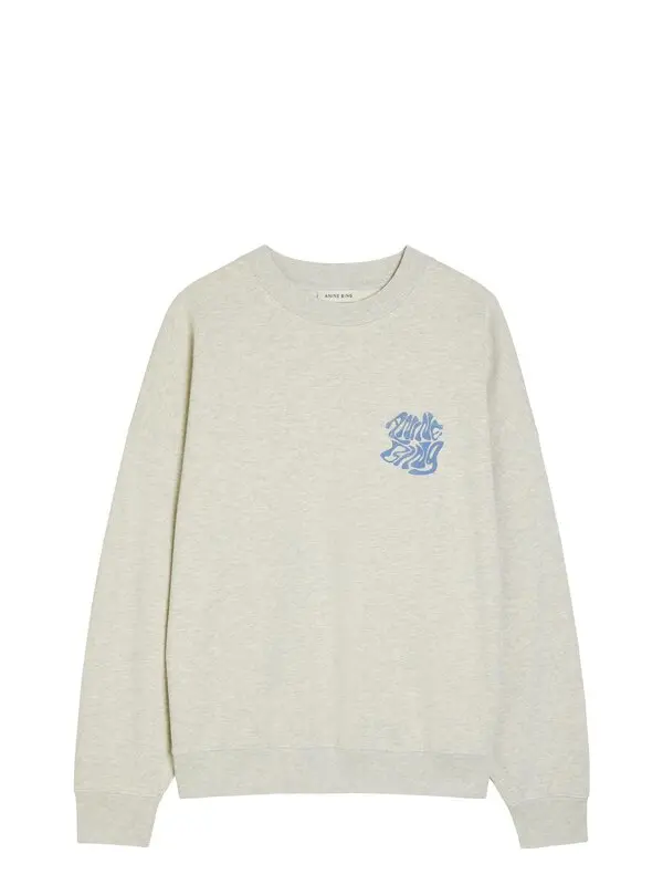 ANINE BING Miles Printed Cotton Sweatshirt - Grey