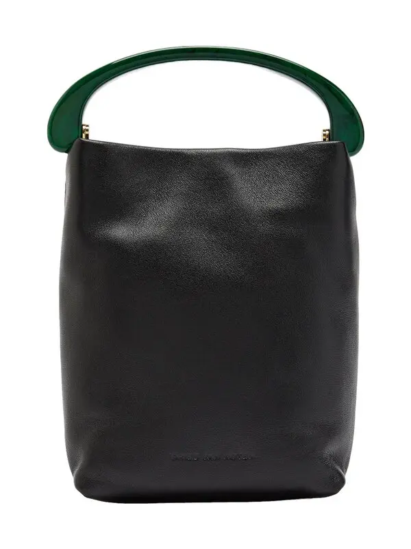 Dries Van Noten Crisp Leather Top Handle Bag - Black