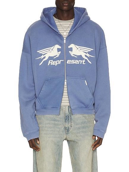 REPRESENT Pegasus Zip Through Hoodie - Indigo
