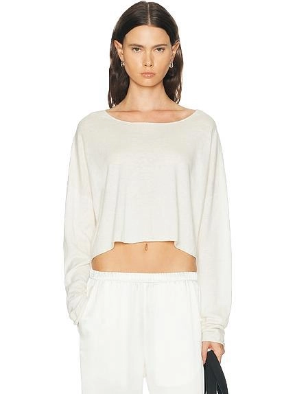 Eterne Cropped Boatneck Top - Ivory